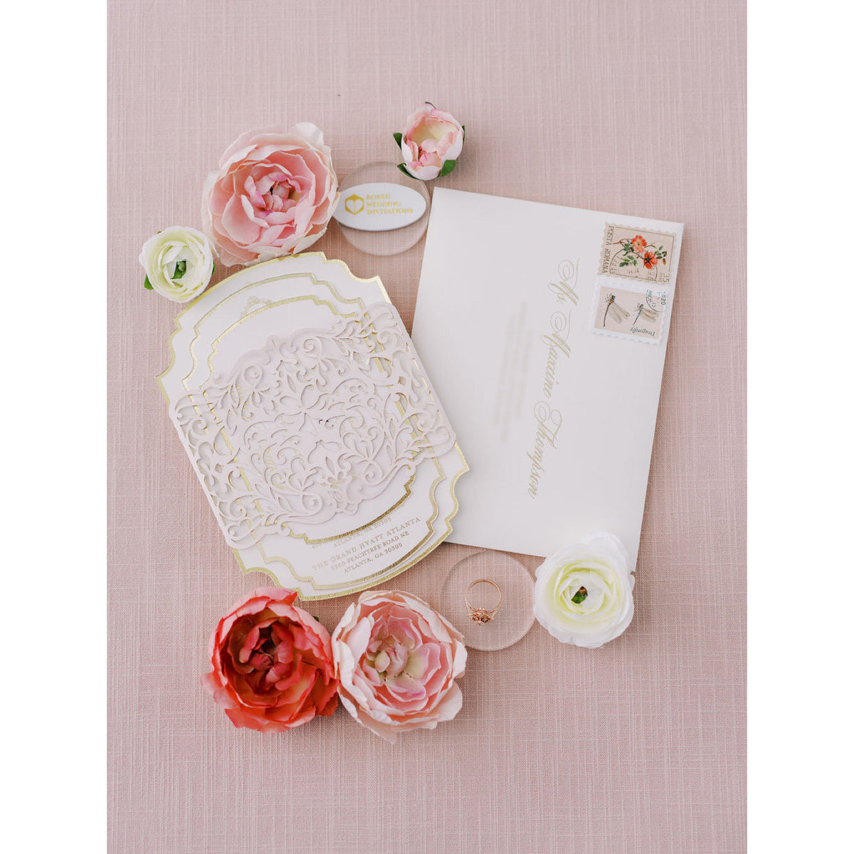 Elegant Gold Detailed Stackable Invitation – Boxed Wedding Invitations