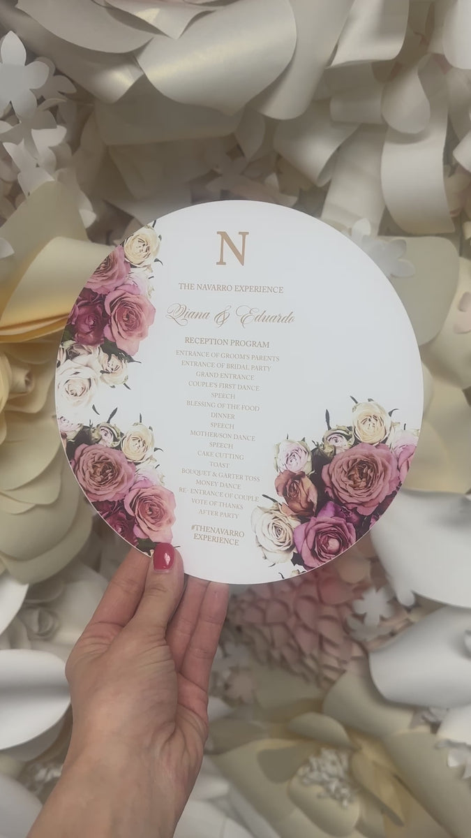 Floral Circular Wedding Program – Boxed Wedding Invitations