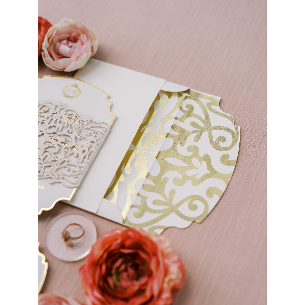 Elegant Gold Detailed Stackable Invitation – Boxed Wedding Invitations