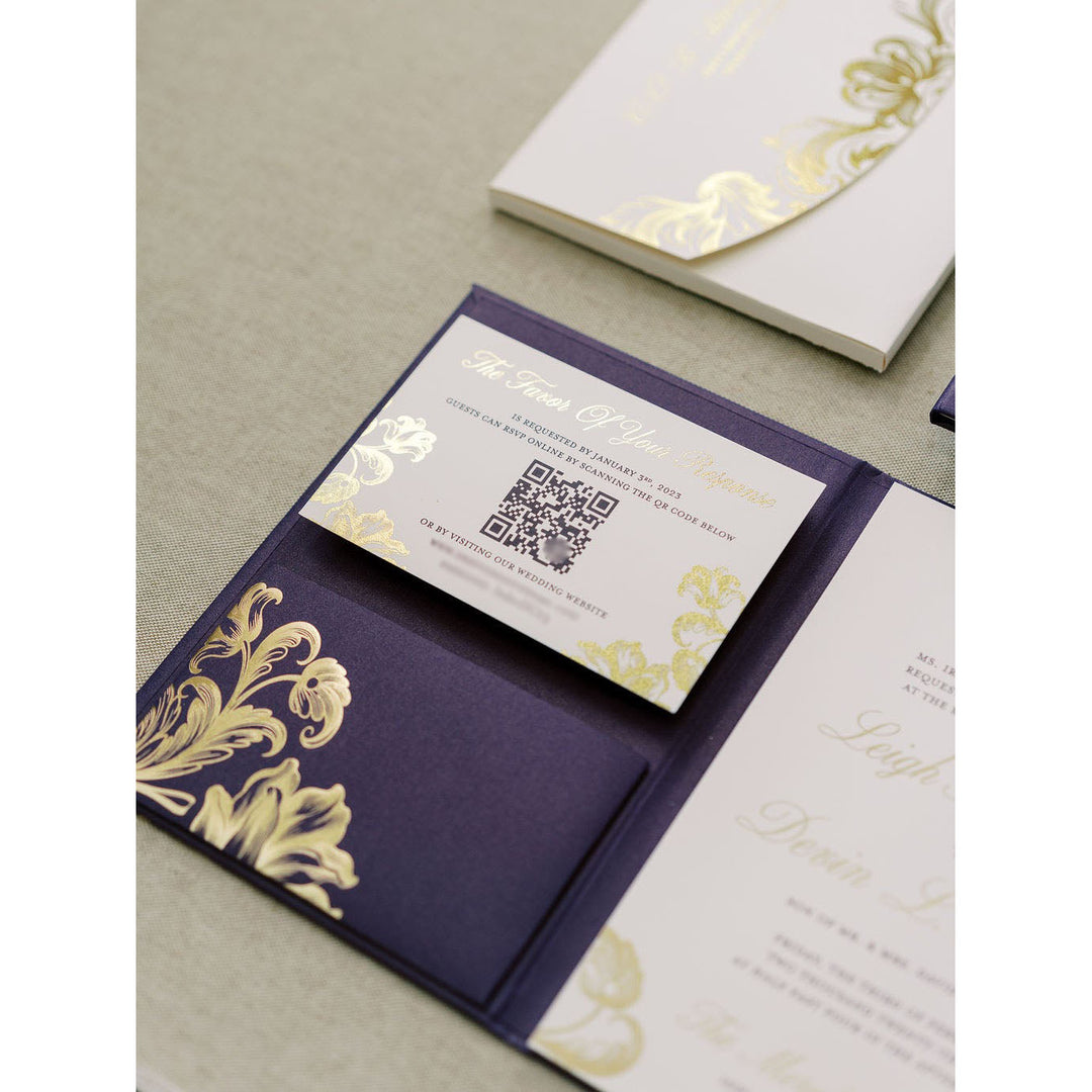 Purple And Gold Wedding Invitation Kits