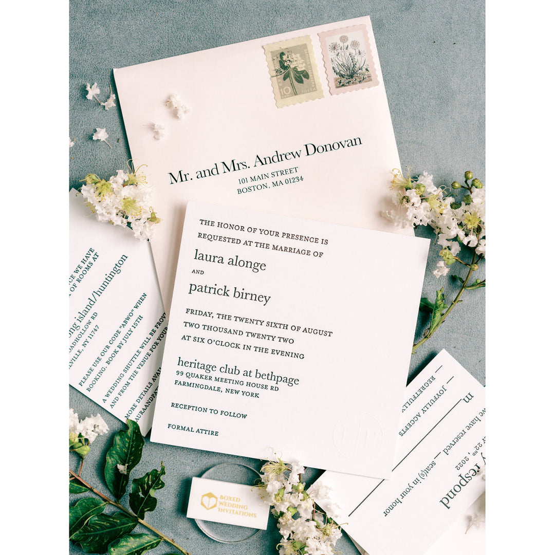 Square Wedding Invitation Envelope Etiquette White Beaded Border Large