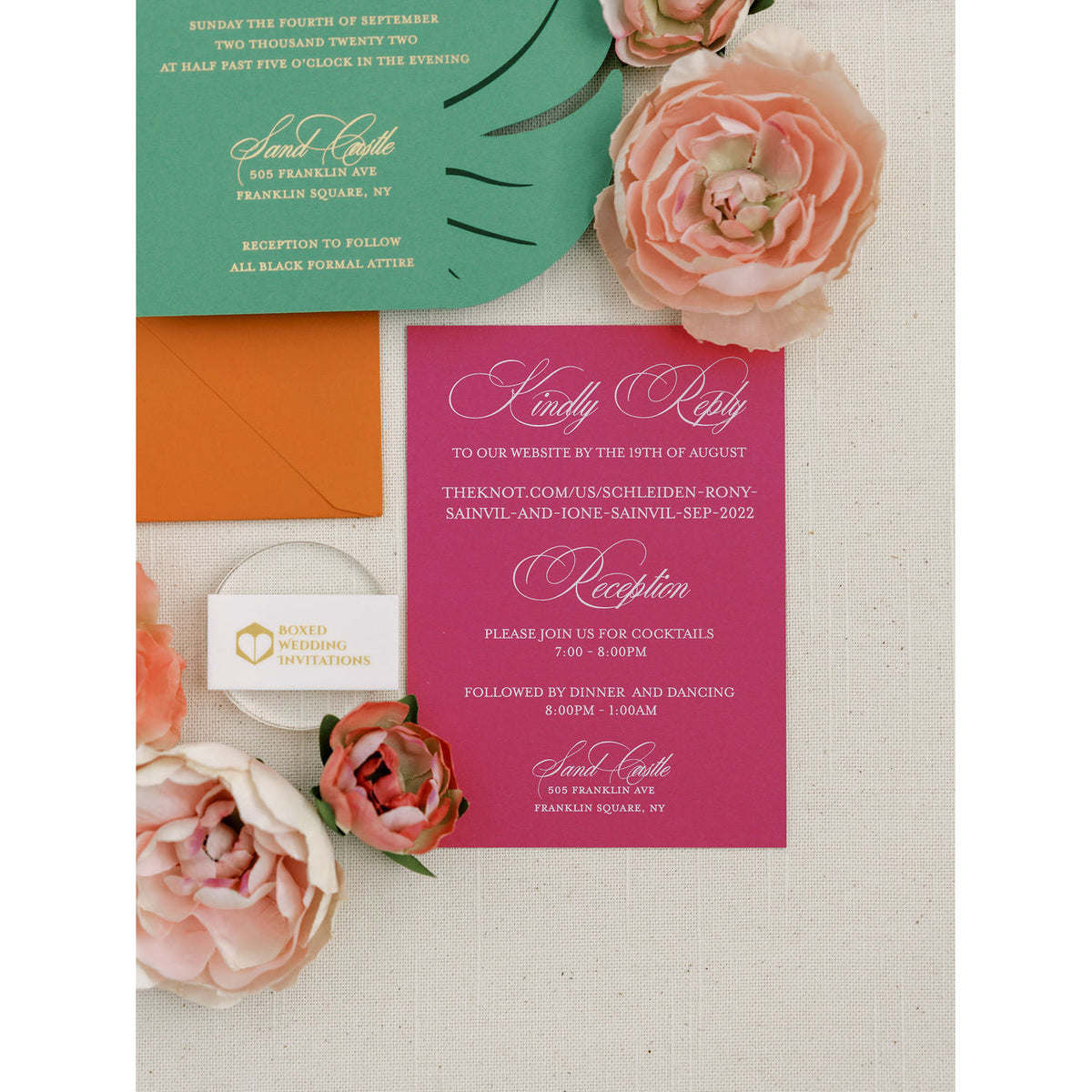 Tropical Die Cut Invitation Suite – Boxed Wedding Invitations