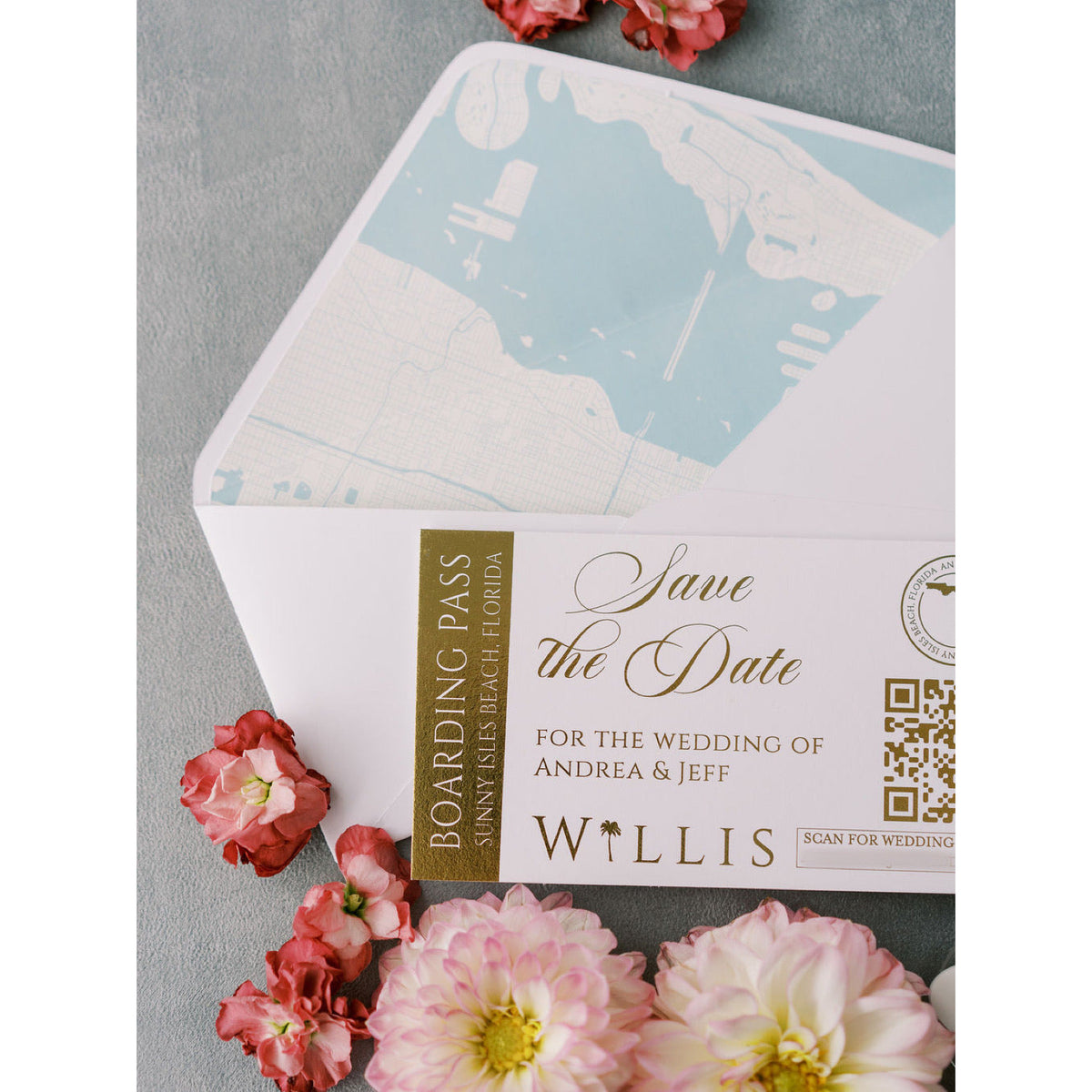 Destination Boarding Pass Ticket Save The Date – Boxed Wedding Invitations