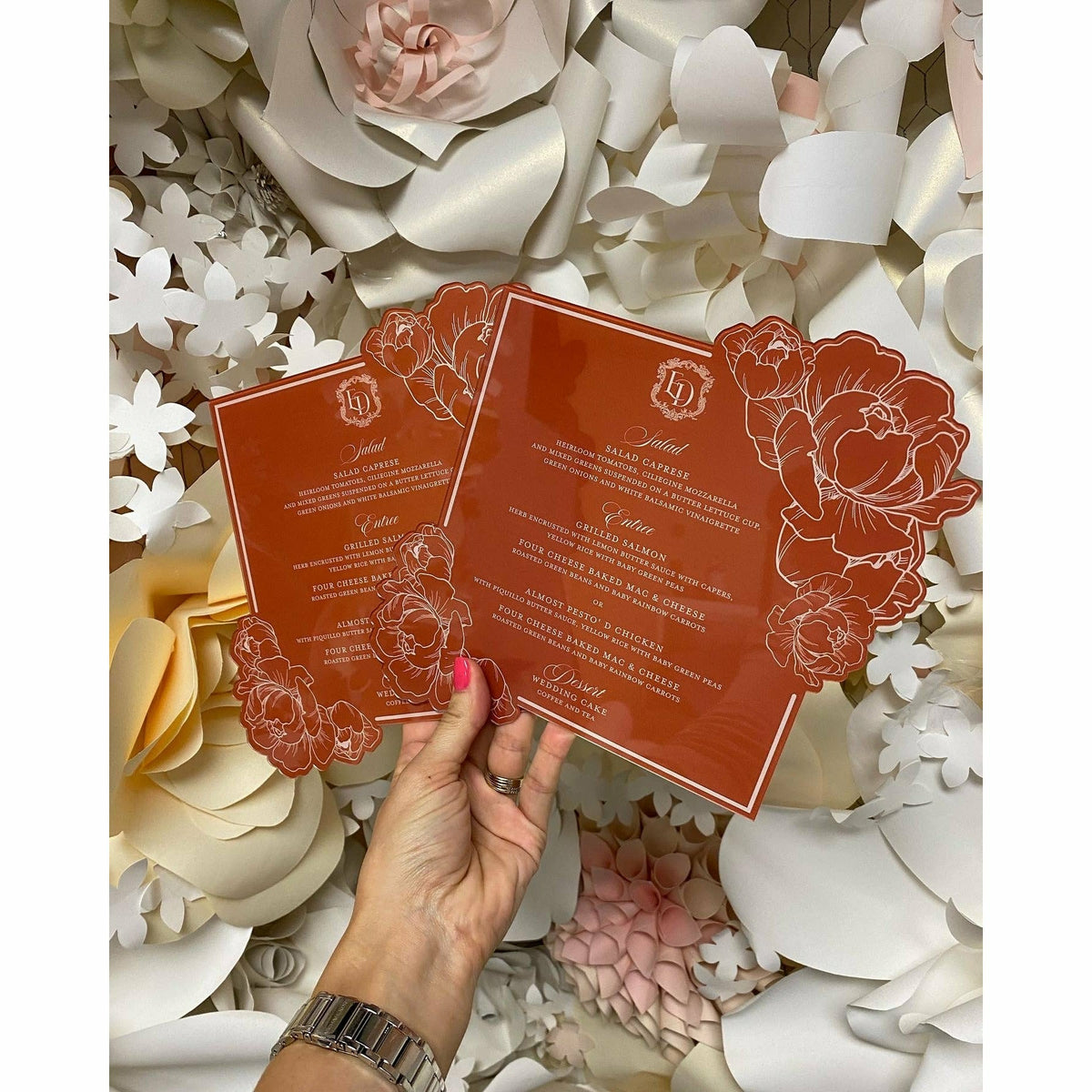 Square Acrylic Menu – Boxed Wedding Invitations