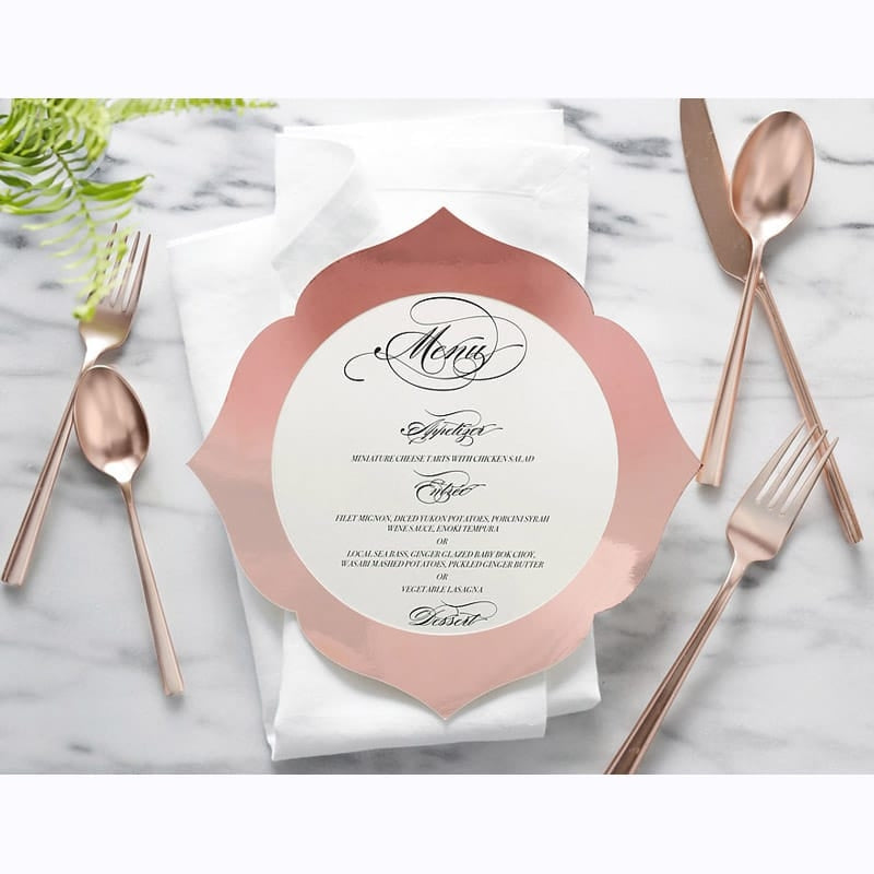 Rose Gold Menu – Boxed Wedding Invitations